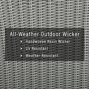 Crosley Furniture Bradenton 2-Piece Outdoor Chair Set, Wicker Patio Chairs for Conversation, Porch, Deck, Gray with Gray Cushions