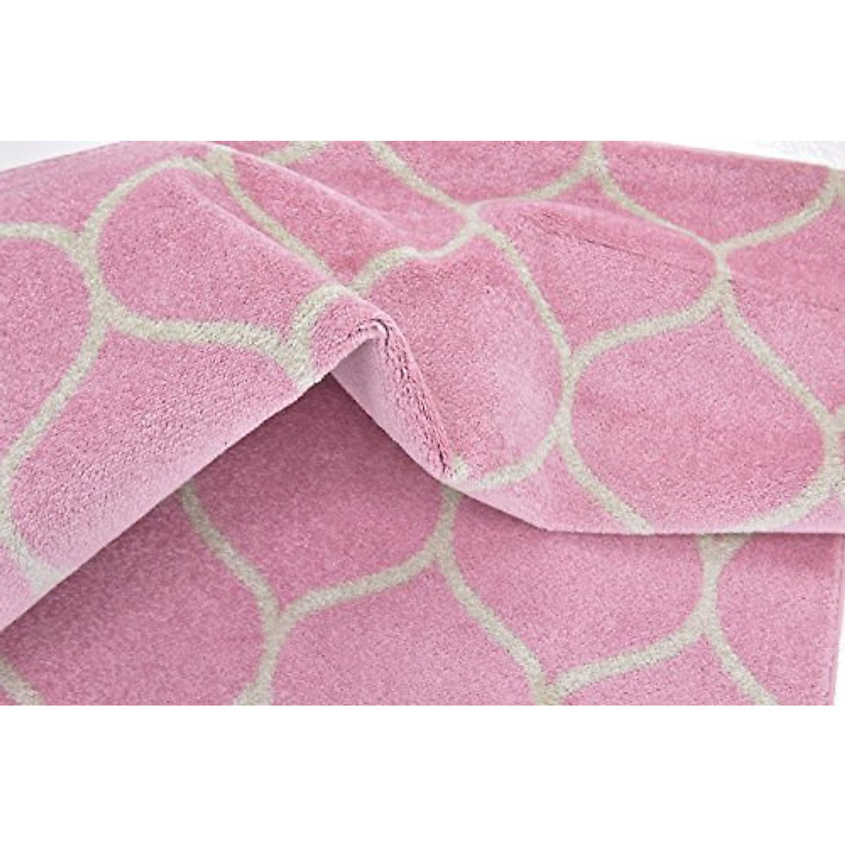 Unique Loom Trellis Frieze Collection Area Rug - Rounded (5' 1" x 8', Light Pink/ Ivory)