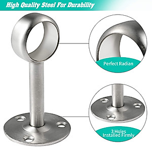 Creatyi Heavy Duty Closet Rod Brackets Closet Shower Curtain Rod Bracket Ceiling-Mount Brackets Closet Rod Holders Closet Pole Sockets Closet Rod Supports for 1 1/4 Inch Rod (4 PCS, Silver)