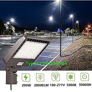 WHLED 200W Outdoor LED Parking Lot Light with Slip Fitter, 5000K Daylight 28000LM 750W HPSHID Equiv,[Dusk to Dawn Photocell&Shorting Cap Included] ETL Commercial Lighting Fixture Bronze