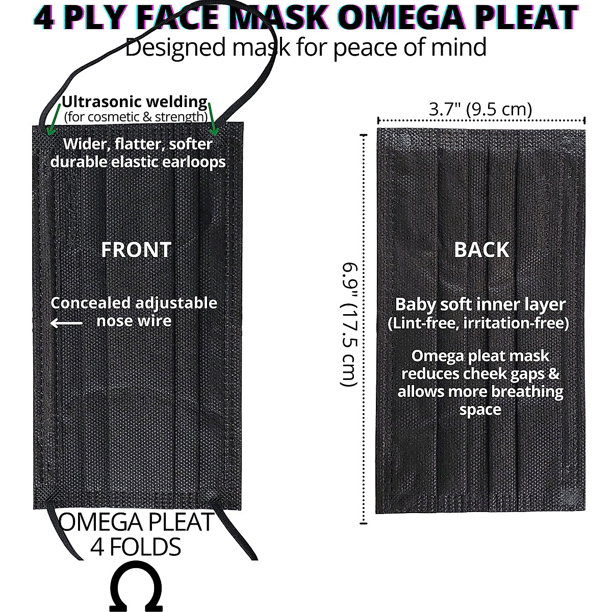 KIDOHUB FDA Registered ASTM Level 3, Adult 4 Ply Individually Wrapped Disposable Medical Face Mask 50 pieces, Green