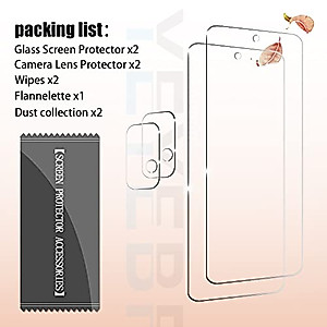 Galaxy A53 5G Premium Tempered Glass + Camera Lens Protectors By YEYEBF, [2 + 2 Pack] [Anti-scratch] [3D Glass] [Case-Friendly] Screen Protector