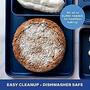 Granitestone Bakeware Round Baking Pan, Nonstick 9 Inch Round Cake Pan, Dishwasher Safe Circle Cake Pan for Cake, Cheesecake and More, Even Heating, No Warp, Healthy and Toxin Free Cake Tin- 9.5”x 2”