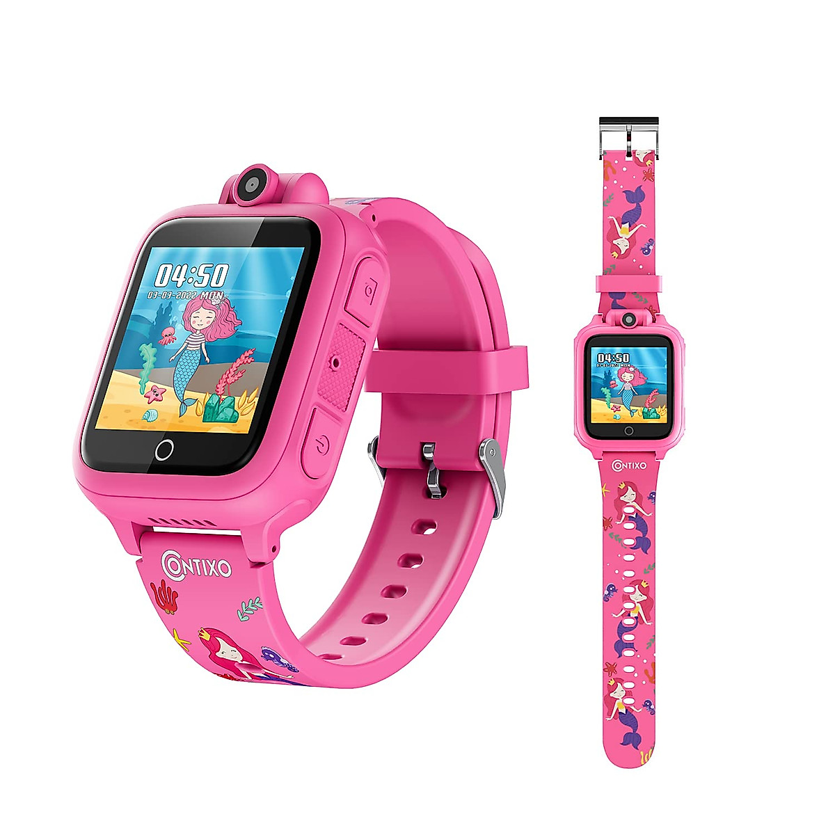 Contixo Kids Tablet, K102 10 Inch Tablet for Kids and Smart Watch Bundle, 2GB 32 GB Toddler Tablet with Bluetooth, with Smart Watch That Touch Screen, Camera, Video and Audio Recording - Pink