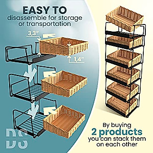 DS THE DISPLAY STORE 3 Tier Countertop Willow Basket Stand, Chalk Label & Removable Baskets, Retail Tower Storage Shelves Cookie Candy Display Rack