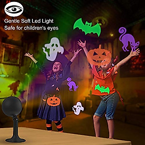 Halloween Lights, Outdoor Projector Decorations Indoor LED Projection Light Dynamic Ghost Bat Cat Pumpkin Patterns Show Holiday Landscape Outside Spotlight for Party House Porch Wall Gate Garage