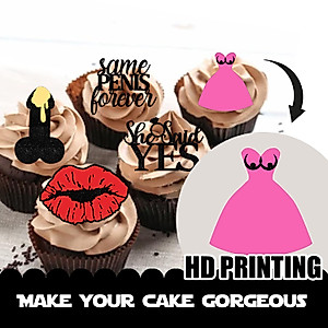 Red Lip Dessert Cupcake Topper She Said Yes Bachelorette Bridal Shower Party Theme Decor Supplies Happy Birthday Night Out Hen Movie Wedding Anniversary Party Decoration set 18pcs