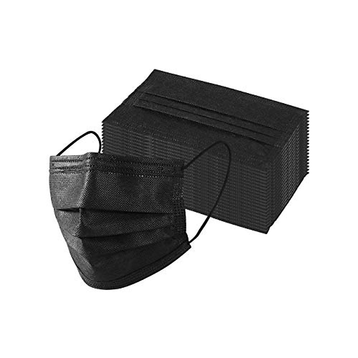 Decor and Home Disposable Face Masks, 50 Pack, Black, 3-Ply, Single Daily Use, Face Mask for Women & Men