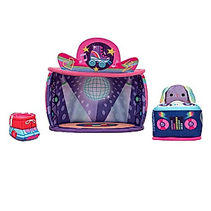 Squishville by Original Squishmallows Rock and Roller Disco Playset - Includes 2-Inch Danya The Bunny Plush, Roller Skates, DJ Booth, and Skating Rink Playscene - Toys for Kids