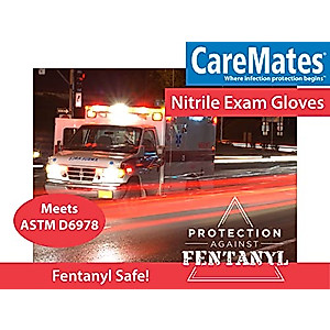 CareMates Nitrile Medical Exam Gloves, Latex Free Rubber, Powder Free, Extra Strong, 4 Mil Thick, Certified for Home Infusion, First Aid, Food Safe, Cleaning Gloves, Large, 100-count