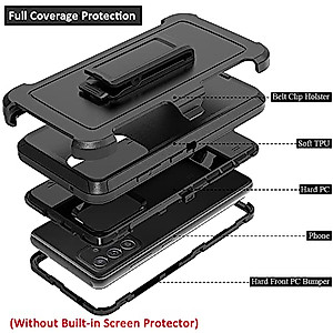 TENCO Compatible with Samsung Galaxy A52 5G Case,with Screen Protectors,Heavy Duty Rugged Shockproof Full Body Protection Kickstand Case with Belt Clip Holster for Samsung Galaxy A52 5G(Black)