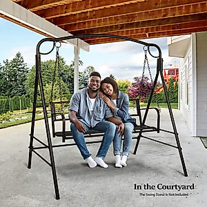 VINGLI Upgraded Metal Patio Porch Swing, 660 LBS Weight Capacity Steel Porch Swing Chair for Outdoors, Heavy Duty Swing Chair, Bench Swing for Gardens & Yards (Antique Bronze)