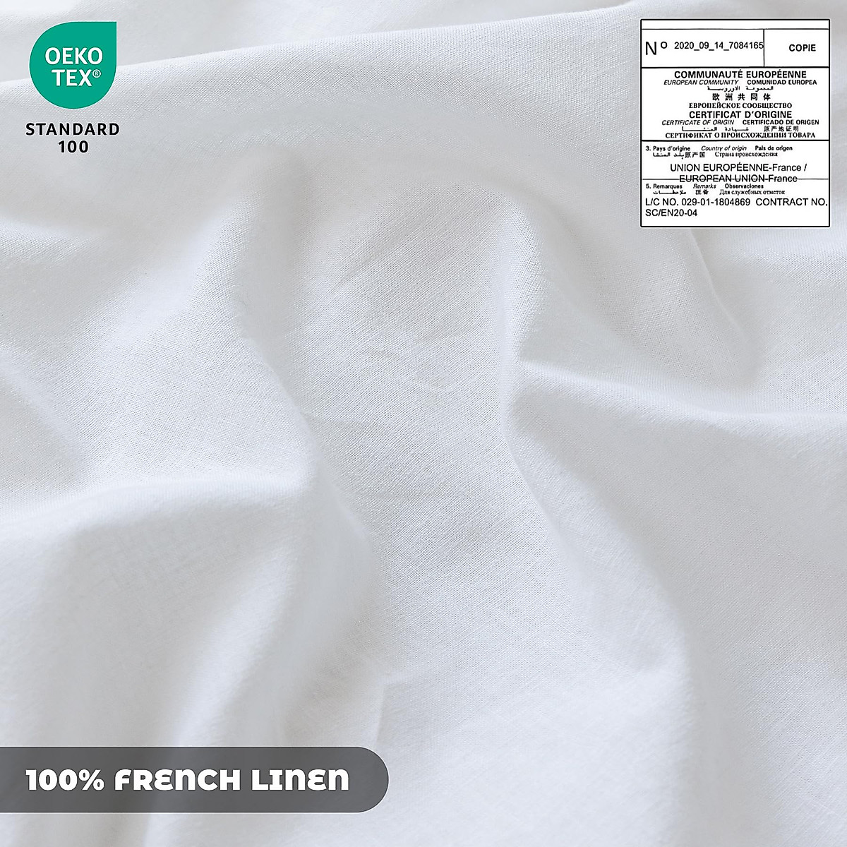 Levoo 100% Linen Duvet Cover Queen Size Pure Natural French Flax Linen Duvet Cover Soft Comfy Breathable Durable 3 Pcs Linen Bedding Set with 1 Duvet Cover Linen 2 Linen Pillowcases (Queen, White)