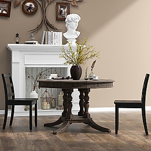 GOFLAME Dining Chairs Set of 4, Ladder Back Side Chairs with Solid Rubber Wood Legs & Non-Slip Food Pads, 2-Pack Space-Saving Armless Dining Chairs for Dining Room, Living Room, Restaurant, Black