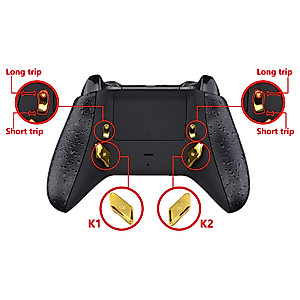 Chrome Gold Glossy Replacement Redesigned Back Buttons HK3 HK4 Trigger Lock K1 K2 Paddles for eXtremeRate Xbox One S X Controller Lofty Remap & Trigger Stop Kit