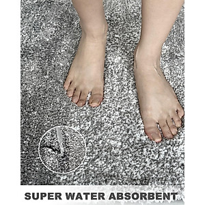 Artnice Grey 24"x36" Soft Machine Washable Non-Slip Bath Mat, Absorbent & Quick Drying, Modern Bathroom Rug