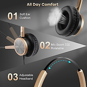 MAIRDI Phone Headset with RJ9 & 3.5mm Jacks for Call Center Office Deskphone Cell Phone PC Laptop, Landline Telephone Headset with Microphone Noise Canceling for Polycom Avaya Nortel