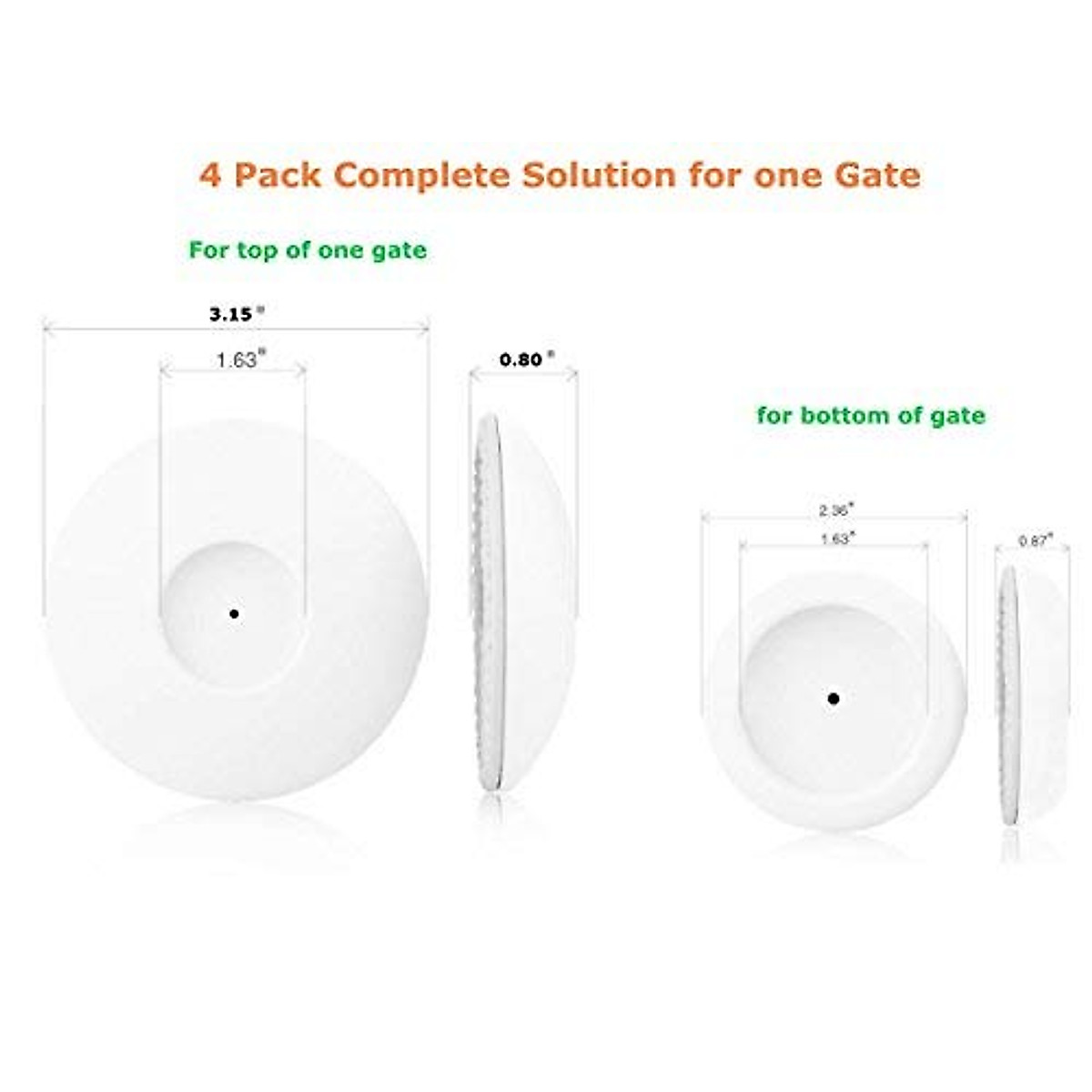 4 Pack Wall Cups for Baby Gates, Wall Protection Guard Saver Protects Wall Surface, Door, Wooden Stairs. Safety Fit for Walk Through Security Pressure Mounted Gates