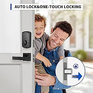AIMO Fingerprint Door Lock，Keyless Entry Door Lock with Keypad，Full-Metal Electronic Deadbolt，IP65 Waterproof，Auto Lock, Anti Peeking Password, Easy Installation, D1，Matte Black