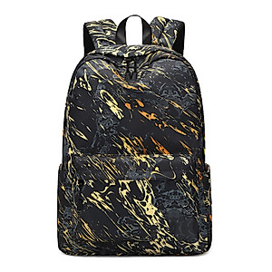 Tpeohan Black Backpacks for School Teen Boys Backpacks for Elementary Book Bags Marble