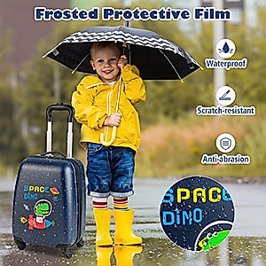 Olakids Kids Luggage Set, 16’’ Carry on Suitcase and 12’’ Travel Backpack with Rolling Spinner Wheels for Boys Girls, 2 Pcs Trolley Case Gift for Children Toddlers (Space Dinosaur)