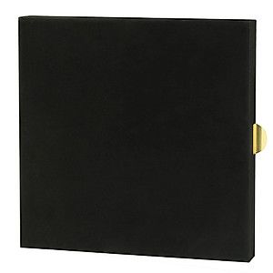 HofferRuffer Extra Large Square Serving Tray, Elegant Faux Leather Ottoman Tray with Gold Hardware Handles, Serve Tea, Coffee or Breakfast in Bed, 23.6 x 23.6 inches, Black Large Square Tray