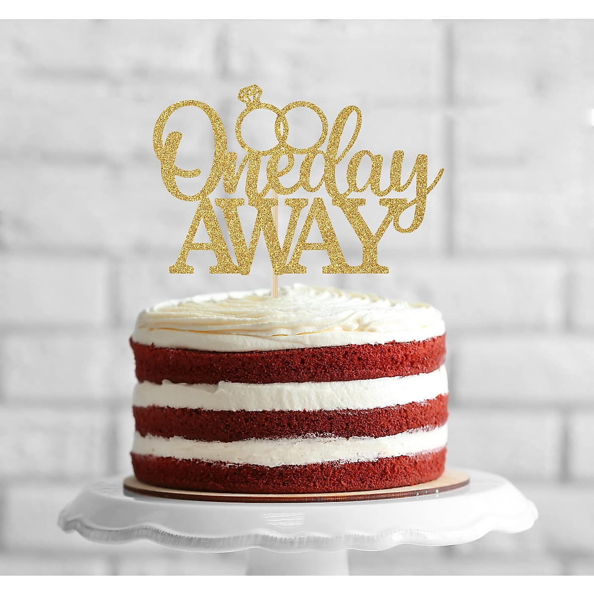 One Day Away Cake Topper, Wedding Rehearsal Cake Decoraations Gold Glitter