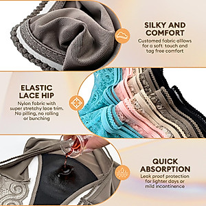 shaperisfree Lace Thong Period Underwear for Women, Leak Proof Period Thongs, Absorbent Panty, Menstrual Thong Bikini Bottom