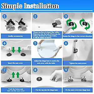 MUU Toilet seat, Slow Close, White heavy duty Toilet Seat with Non-slip Seat Bumpers Easy to Install & Clean PP Material Replacement Toilet Seat Fits All Toilet Brands Elongated Toilets(MU220-PP)