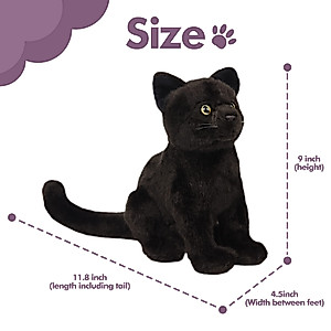 YZXZM Black Cat Plush, Realistic Black Cat Stuffed Animal Pillow, Cute Plush Toy Gifts for Birthday/Halloween/Christmas, 9 inch