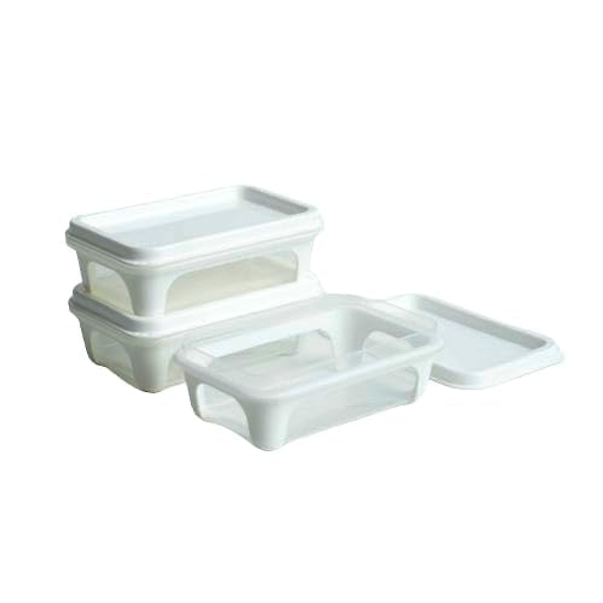 Unica Food Storage Containerwith Airtight Lid, Nestable Storage Boxes for Cereal, Snacks, Microwave, Dishwasher & Freezer Safe, Set of 3, White, 7 oz, 2.94x2.94x1.58 in