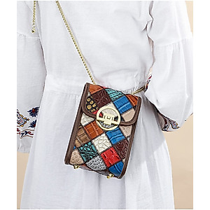 Segater Women Multicolor Crossbody Bag Crocodile Pattern Cowhide Leather Shoulder Bag Random Splicing Handbag Fashon Purses