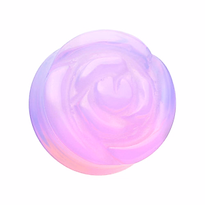 Covet Jewelry Blooming Rose Lavender Opalite Double Flared Ear Gauge Plug (7/8" (22mm))