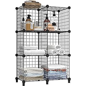 HOMIDEC Closet Organizers and Storage, 6 Storage Cubes, Wire Cube Storage DIY Room Storage Shelf for Garment Racks, Closet, Wardrobe