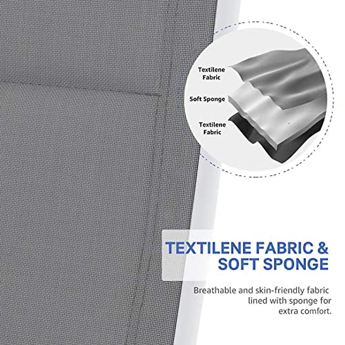 Soleil Jardin Folding Patio Chairs Set of 4, Aluminum Portable Reclining Lawn Chairs with Adjustable High Backrest & Soft Padding, Outdoor Dining Chairs for Porch Pool Yard, No Assembly, White & Gray