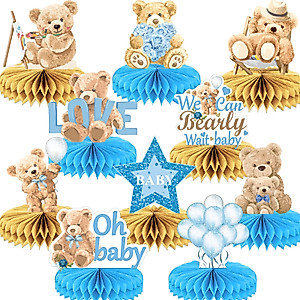 10 Pcs Bear Baby Shower Party Supplies Bear Honeycomb Centerpieces for We Can Bearly Wait Baby Party Decorations Table Honeycomb for Boys Kids Gender Reveal Baby Shower Wedding Birthday Party Favors