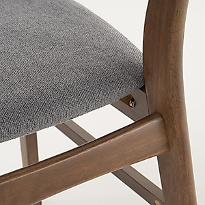 Christopher Knight Home Lucious Fabric / Walnut Finish Dining Chairs, 2-Pcs Set, Dark Grey