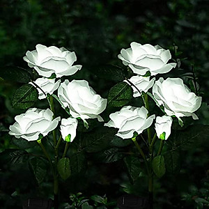 yeuago Solar Garden Lights-7 Color Changing Rose Lights Outdoor Waterproof with Stakes Decor for Garden Yard Party Mother's Day Enlarged Solar Panel, More Realistic Rose Flower