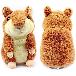 Qwifyu Talking Hamster, Interactive Stuffed Plush Animal Talking Toy Cute Sound Effects with Repeats Your Said Voice, Best Buddy for Kids Gift Age 3+ (Brown)