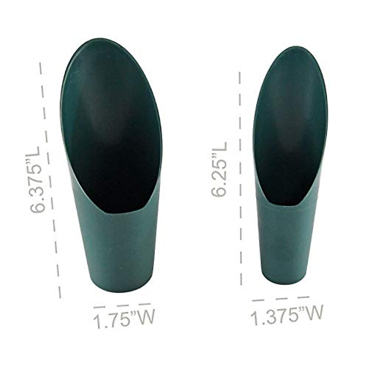 HOME-X Soil Scoops, Small Gardening Tools, Potting Scoopers, Bonsai Tool, Set of 2 Different Sizes – Green- 6 ½” x 2 ½ “ and 6 ¼ “ x 1 ¾ “