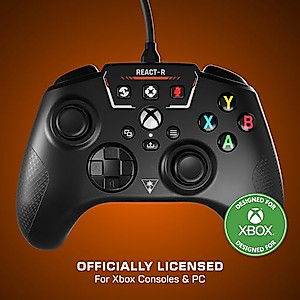 Turtle Beach REACT-R Controller Wired Game Controller – Xbox Series X, Xbox Series S, Xbox One & Windows – Audio Controls, Mappable Buttons, Textured Grips – Black