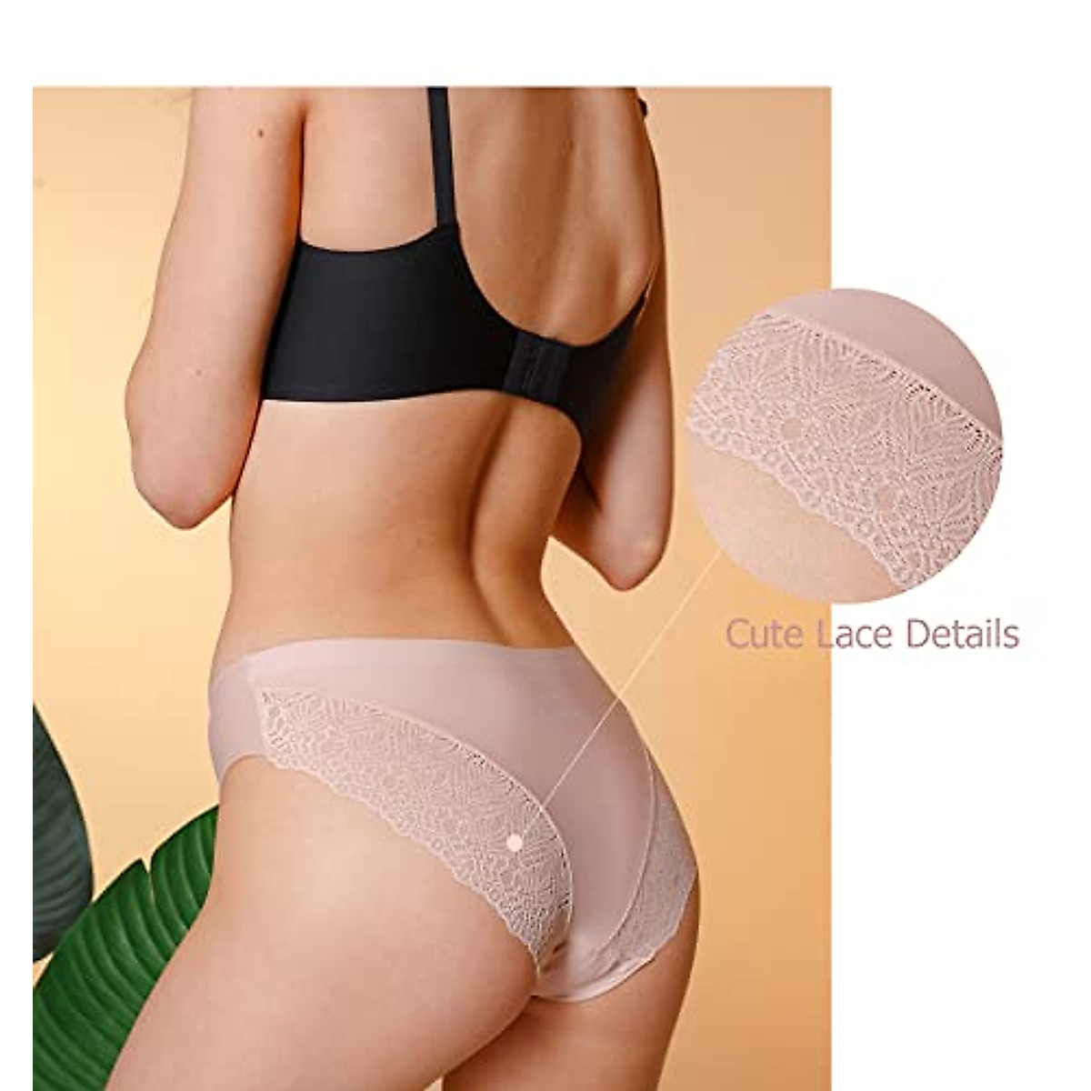 Sth Big Sexy Cheeky Underwear for Women Lace Bikini Panties Ladies No Show Hipster V-Waist Multi-Pack