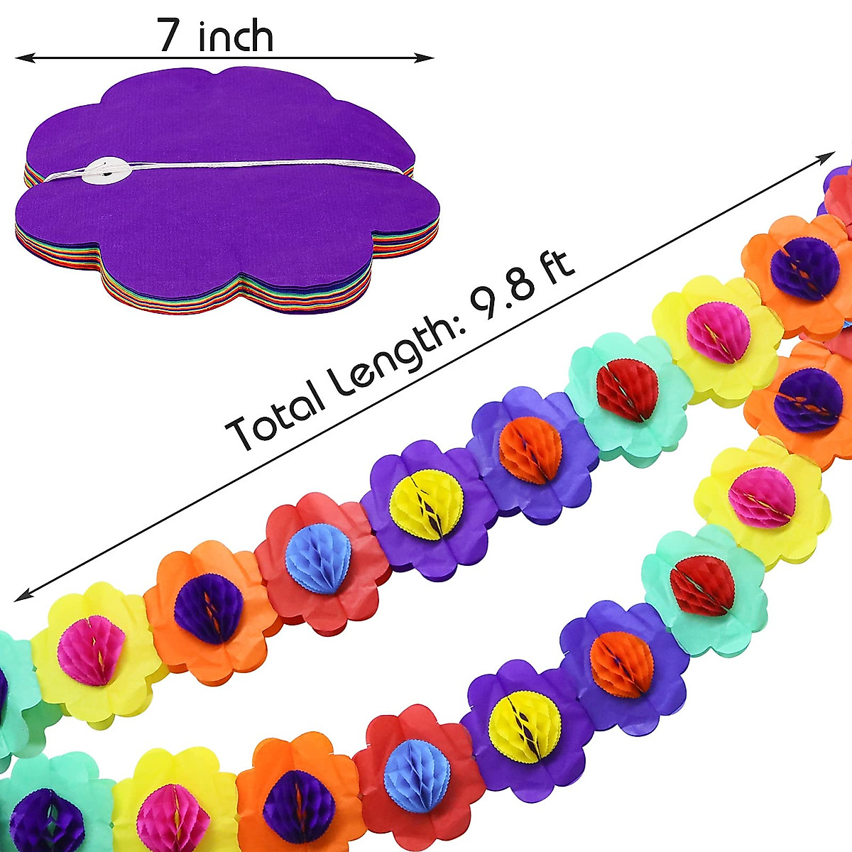 FUTUREPLUSX Mexican Party Banner, Hibiscus Garland Flower Banner Tropical Birthday Party Decorations Ceiling Decorations for Classroom Luau Party