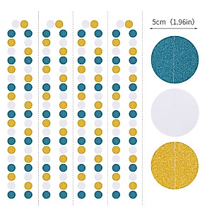 Teal-Turquoise White-Gold Party-Decorations Garland Streamers - 52Ft Woman Girl Birthday Paper Banner,Graduation Wedding Bachelorette Engagement Bridal Baby Shower Backdrop Decor Panduola