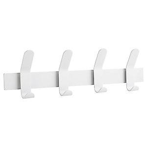 Zone Denmark Coat Rack with 4 Hooks Metal | Efficient Organization Without Visible Screws | Sleek, Durable & Modern Design | Ideal for Entryways, Mudrooms, and Bedrooms, Elevate Your Décor (White)