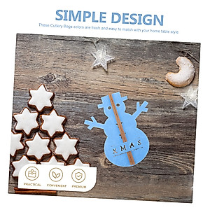 NOLITOY 32 Pcs Utensil Holder for Party New Year Cutlery Holder Silverware Holder for Party Xmas Silverware Holder Utensil Holders Utensil Pouch Blue Felt Cutlery Set Tableware Felt Cloth