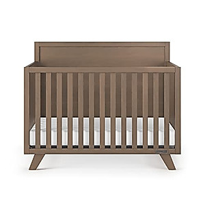Child Craft SOHO 4-in-1 Convertible Crib with Flat-Top Headboard, Mid-Century Modern Baby Crib, Dusty Heather