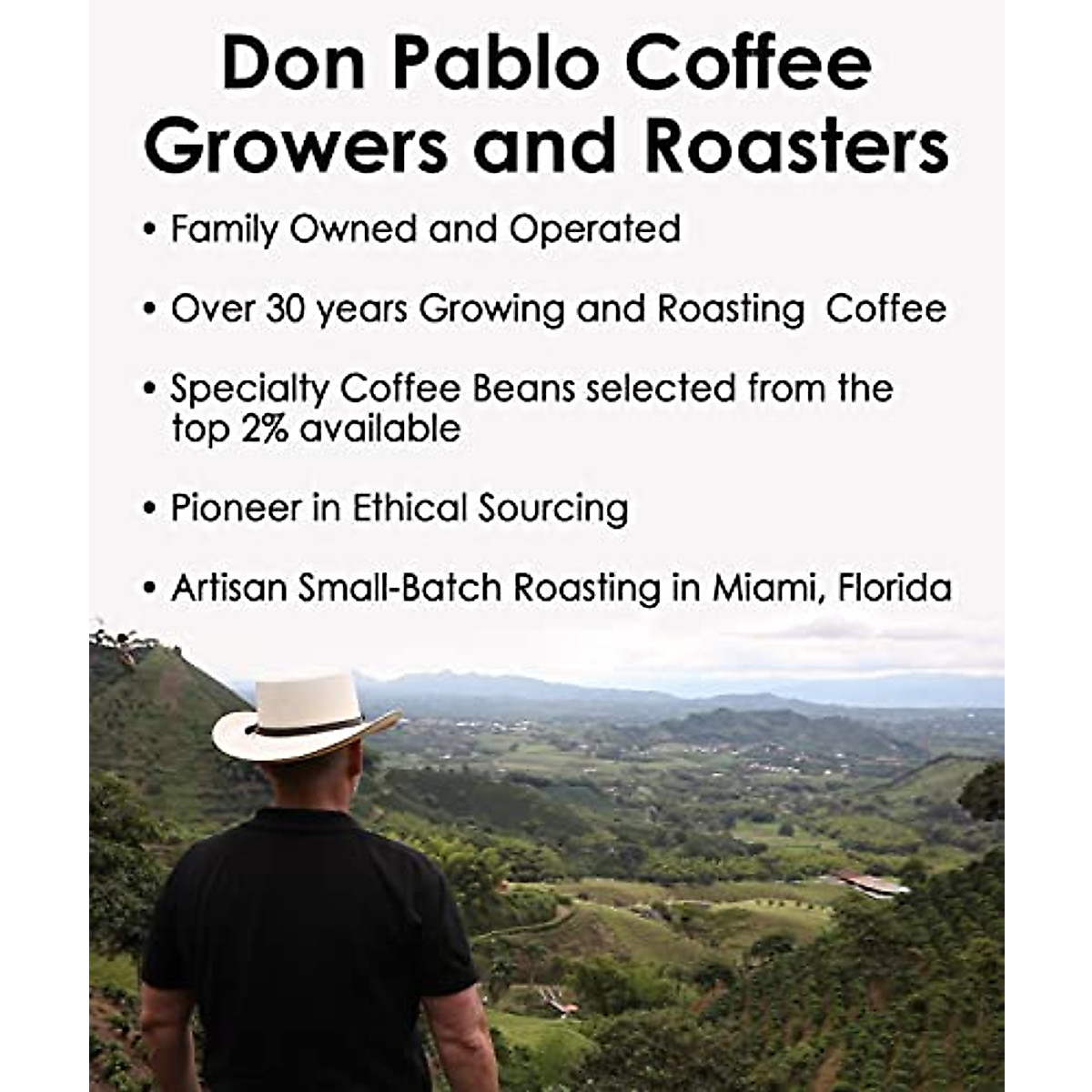 2LB Don Pablo Colombian Decaf - Swiss Water Process Decaffeinated - Medium-Dark Roast - Whole Bean Coffee - Low Acidity - 2 Pound (2 lb) Bag