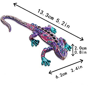YU FENG Purple Lizard Jewelry Trinket Boxes Hinged Animal Figurines Collectibles