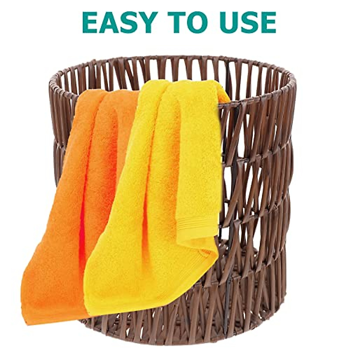 Didiseaon Basket Baskets Woven Trash Can Seagrass Waste Basket Round Garbage Bin Container Laundry Hamper Planter Pot Vase Wicker Storage Basket for Bathroom Kitchen Brown Laundry Woven